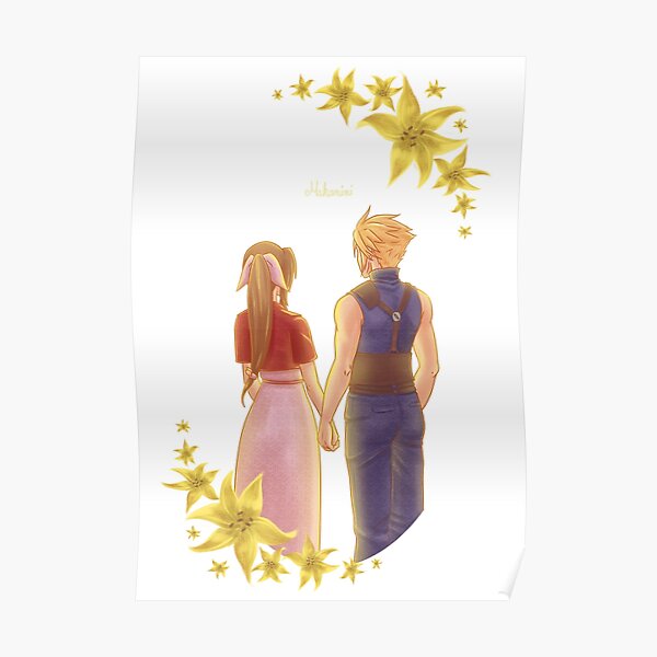 "Final Fantasy VII - Sunrise - Cloud & Aerith [No BG]" Poster for Sale ...