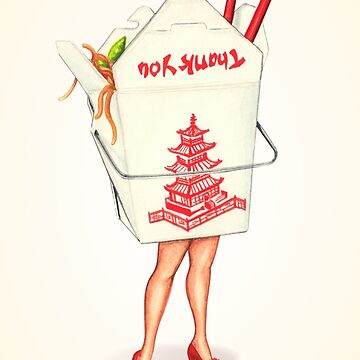 "Chinese Takeout Pin-Up" Postcard for Sale by Kelly Gilleran | Redbubble