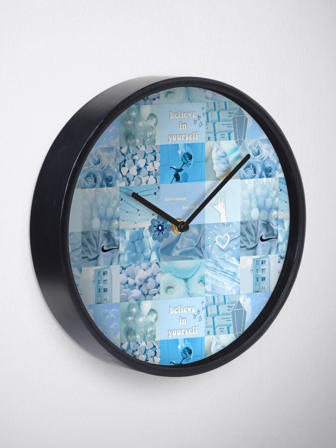 "Light blue Aeshtetic collage" Clock for Sale by kaylajadekorte | Redbubble