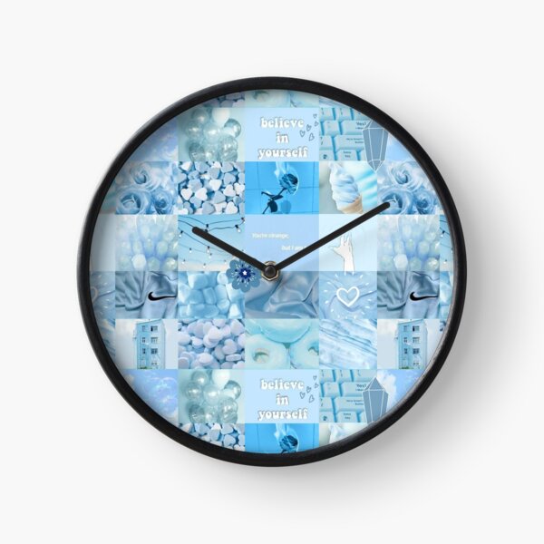 "Light blue Aeshtetic collage" Clock for Sale by kaylajadekorte | Redbubble