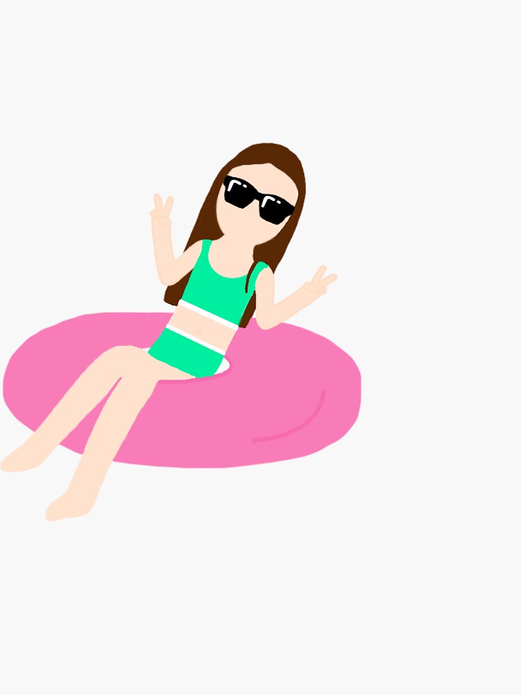 "Girl in Pool Floaty holding up Peace Sign" Sticker by CianiCentral ...