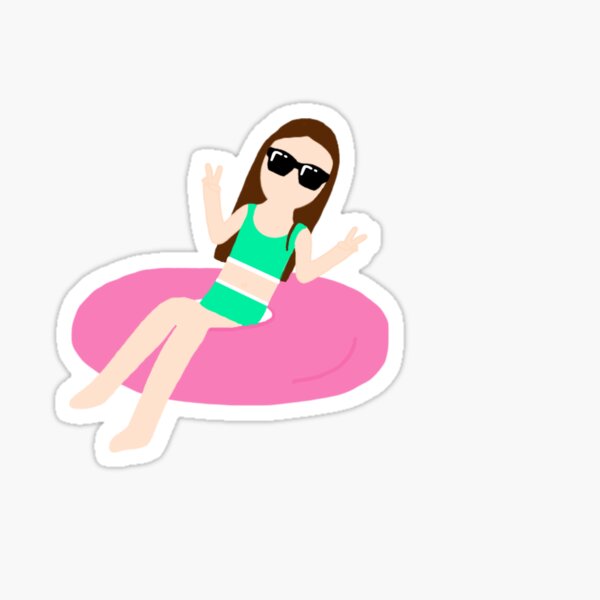 "Girl in Pool Floaty holding up Peace Sign" Sticker by CianiCentral ...