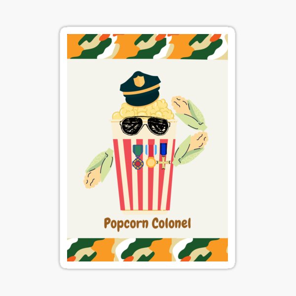 "Popcorn Colonel Pun" Sticker for Sale by SabrinaM77 | Redbubble