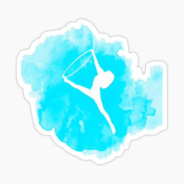 "Blue Aerialist Lyra Hoop Watercolor Silhouette" Sticker by taylluna ...