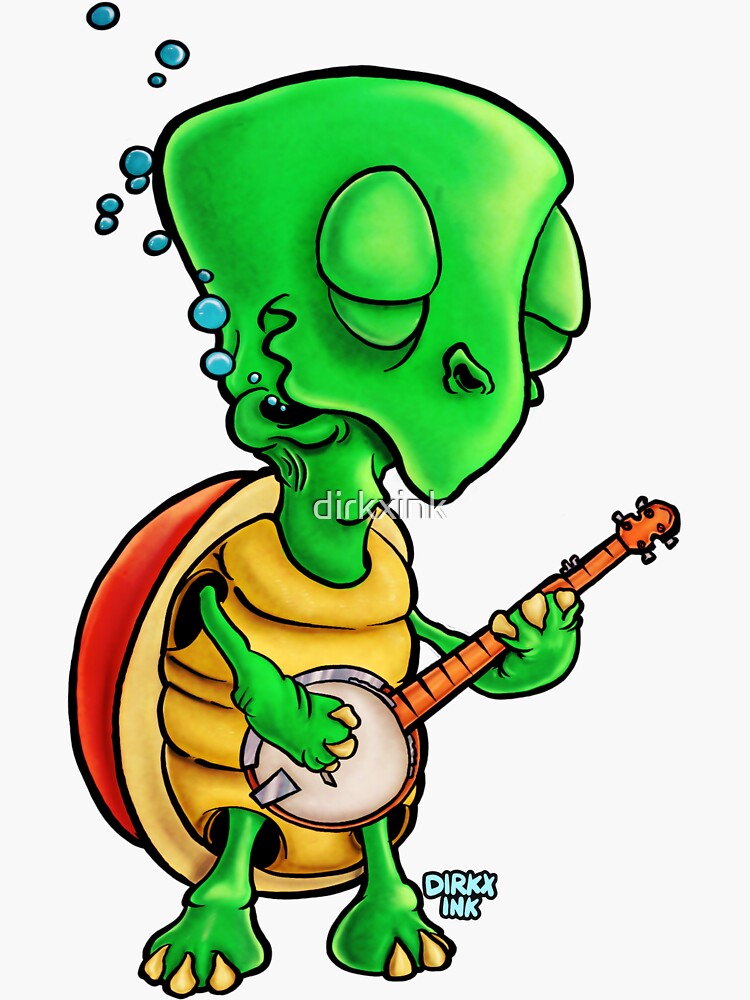 "Turtle Banjo" Sticker by dirkxink | Redbubble