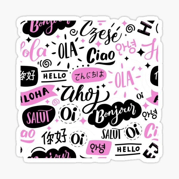"Hello! In Different Languages" Sticker for Sale by PaperBoatUK | Redbubble