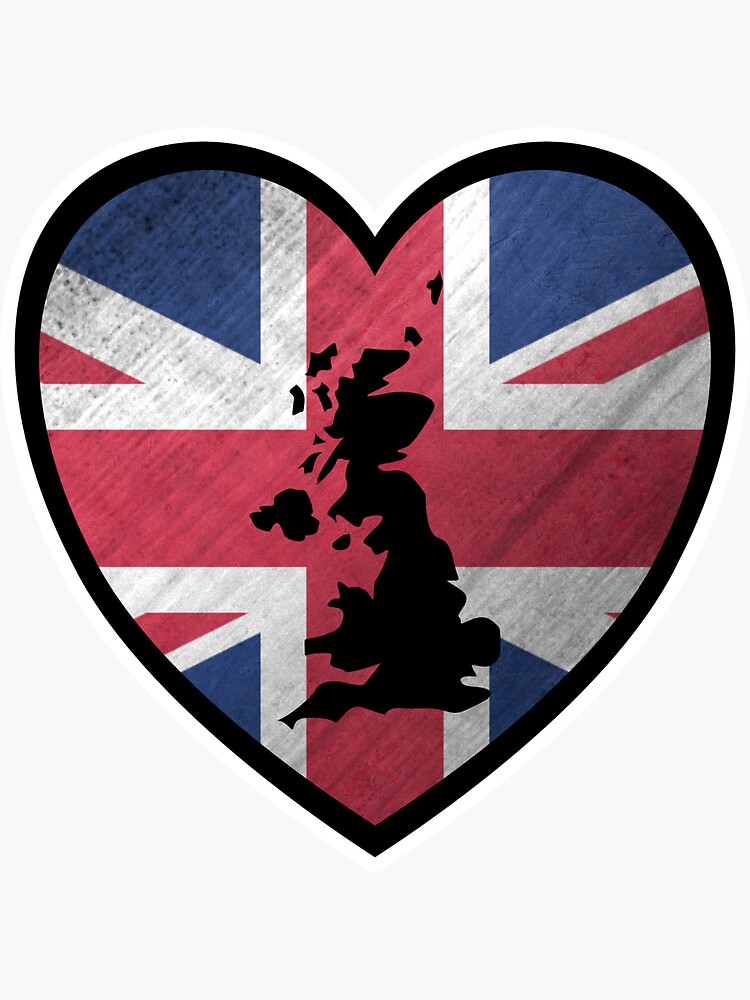 "United Kingdom Heart Icon Symbol with Flag Overlay" Sticker by dylanxh ...