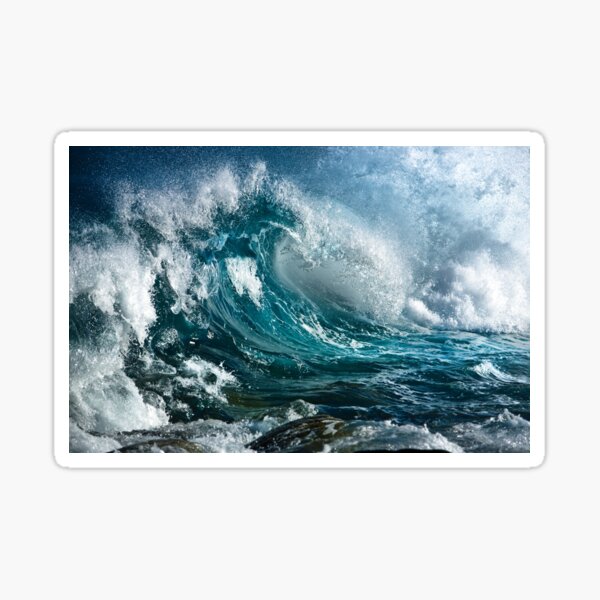 "Wild Blue Ocean Surf with huge waves" Sticker by myTprint | Redbubble