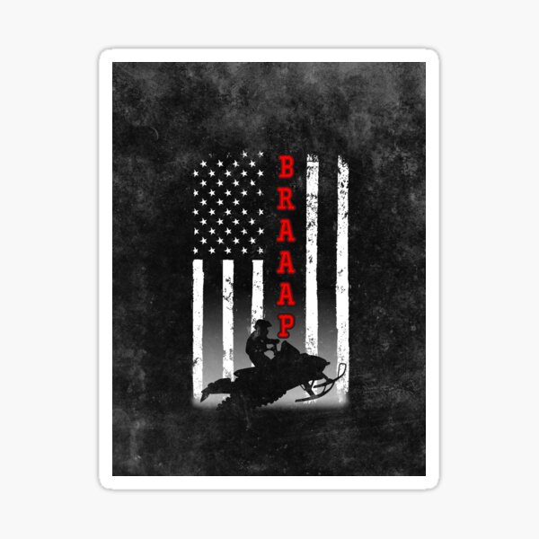 "SNOWMOBILE AMERICAN FLAG BLACK" Sticker for Sale by NaomiWaters ...
