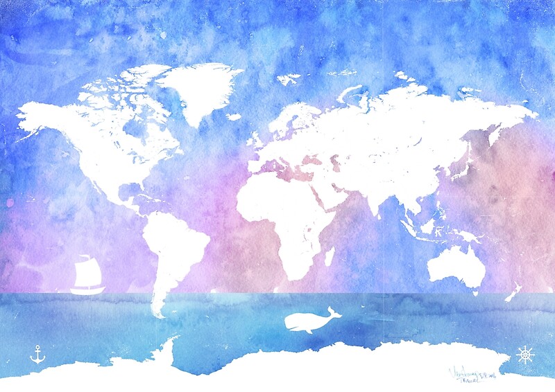 "Ocean, boat, map, whale" by Pranatheory | Redbubble
