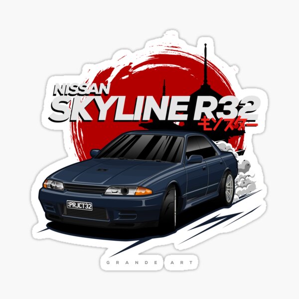 "Nissan Skyline R32 " Sticker by -GrandeArt- | Redbubble