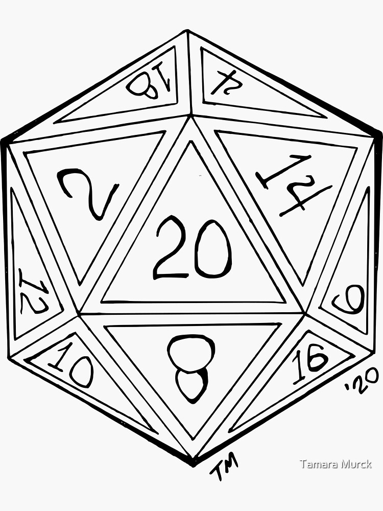 "D20 Critical Hit Drawing" Sticker by Tamibourine | Redbubble