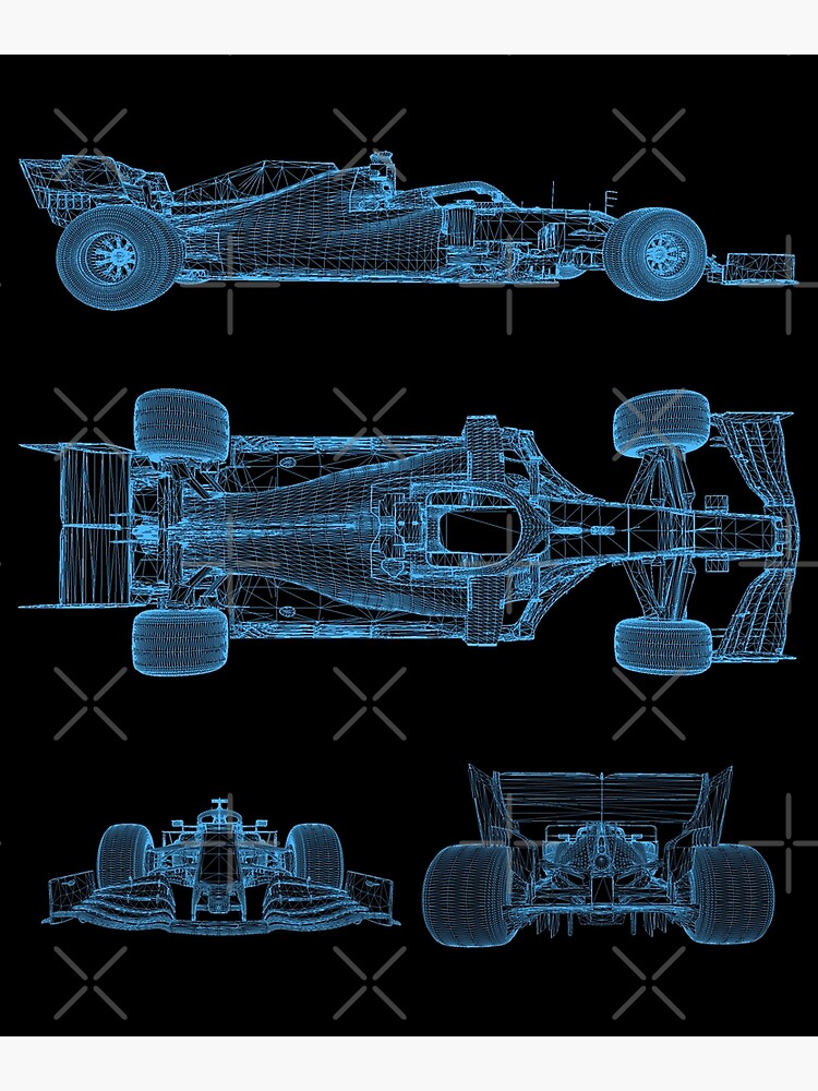 "Racing car blueprint project light blue 2021" Poster for Sale by ...