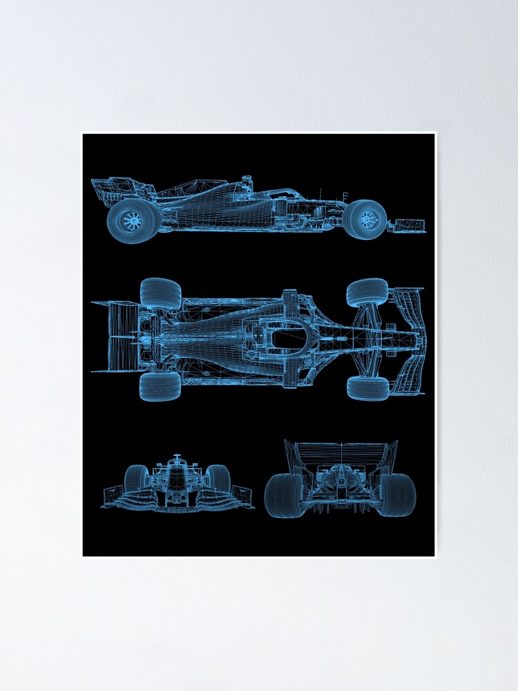 "Racing car blueprint project light blue 2021" Poster for Sale by ...