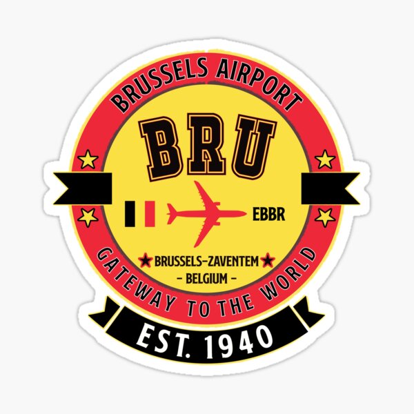 "BRU Brussels Airport Belgium - Vintage Style" Sticker for Sale by ...