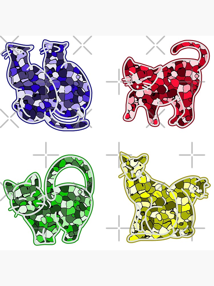"Crystal Cat Combine (mix color)" Art Print for Sale by Yasuda-Art ...
