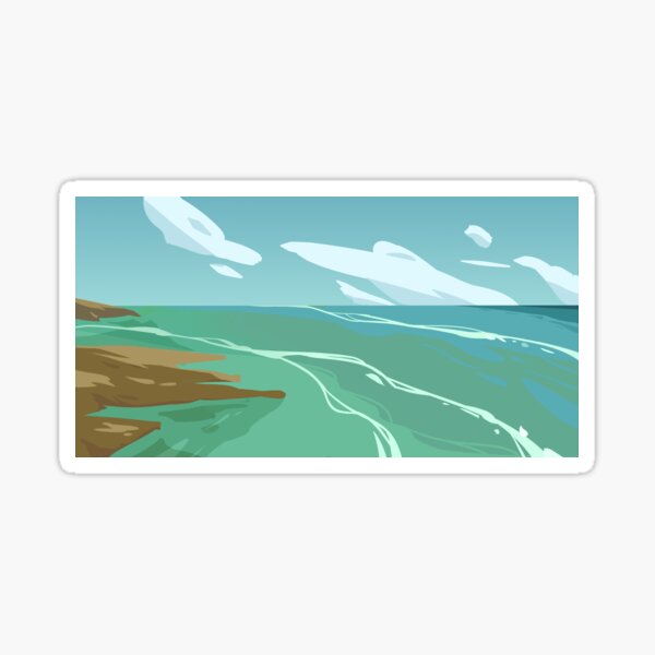 "Green Ocean and Yellow Beach" Sticker for Sale by FangsDesign | Redbubble