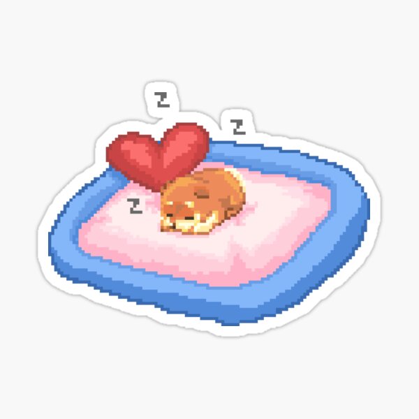 "Pixel Dogs - Sleeping Shiba Inu" Sticker for Sale by F4RSIDE | Redbubble