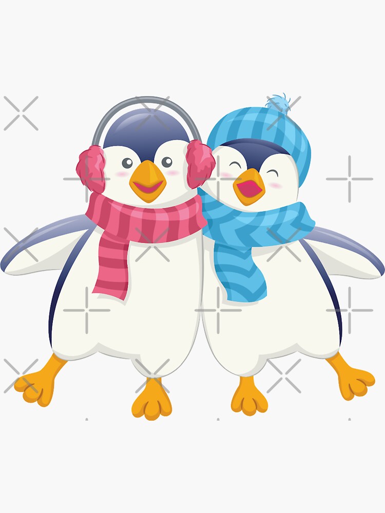 "Penguin Friends Enjoying Antarctica Winter Snow Sports" Sticker for ...