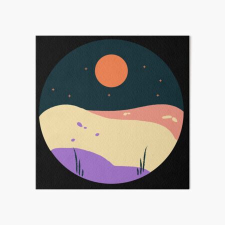 Lámina rígida «Luna en la ilustración del desierto» de Dankio | Redbubble