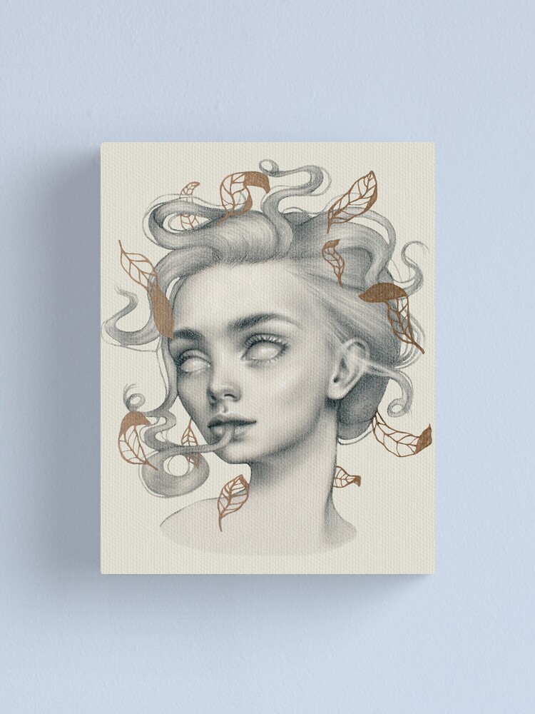 "Wind Spirit Pencil Fantasy Surreal Illustration With Gold Leaves ...