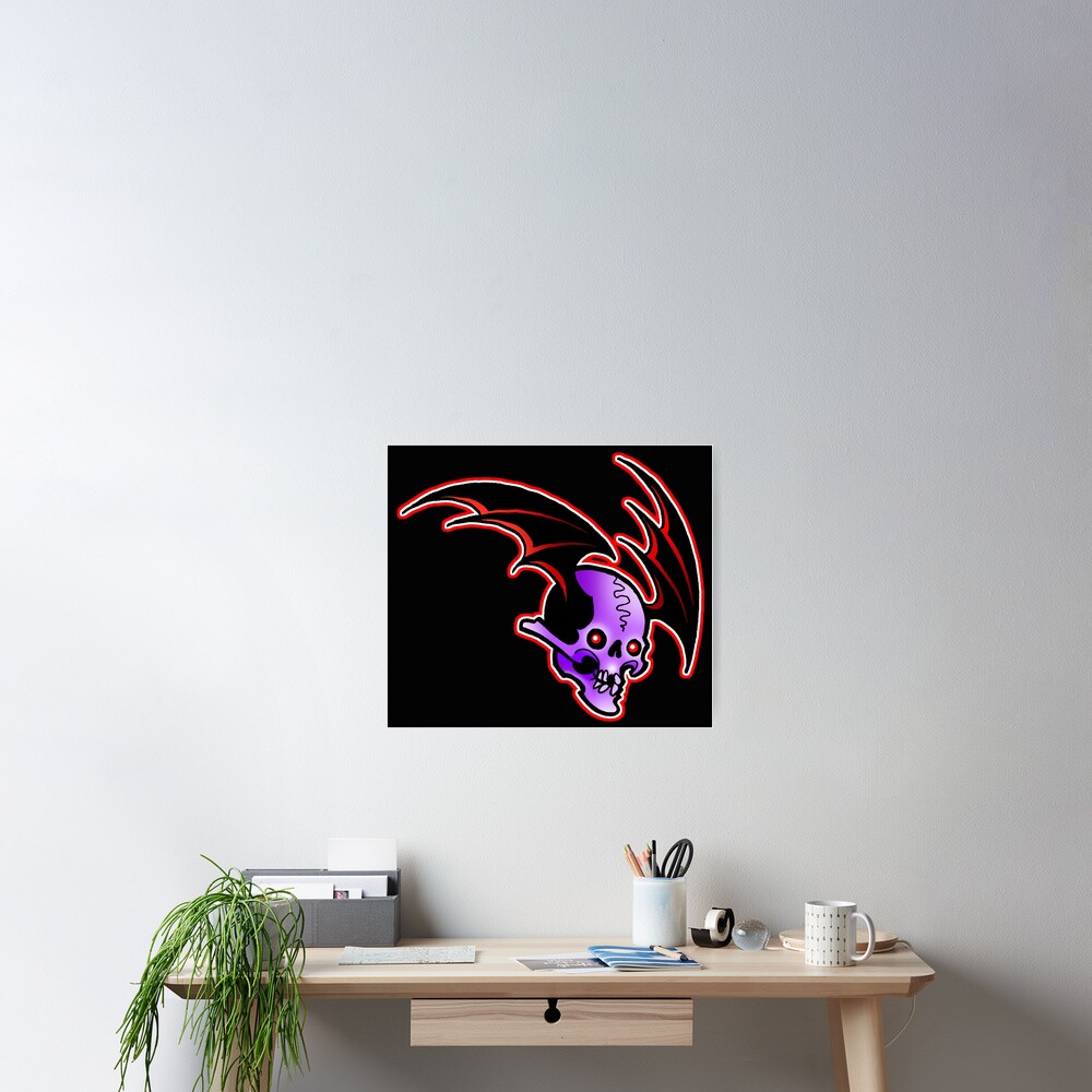 Poster « Crâne de tatouage de vampire d'horreur avec des ailes de ...