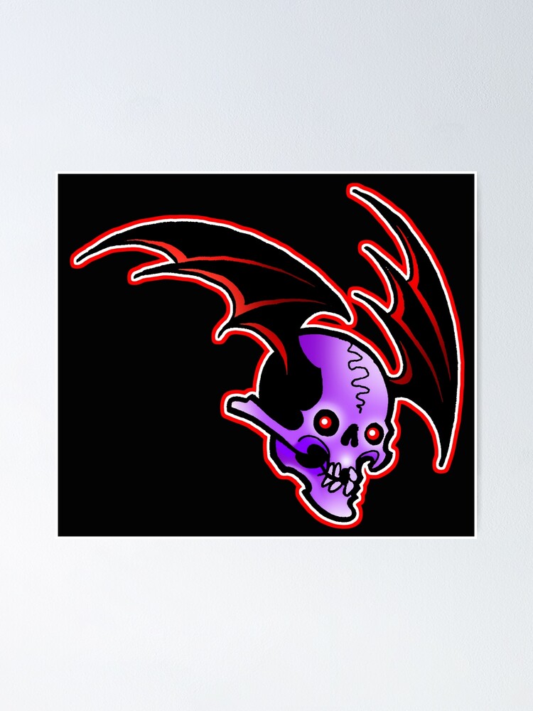 Poster « Crâne de tatouage de vampire d'horreur avec des ailes de ...