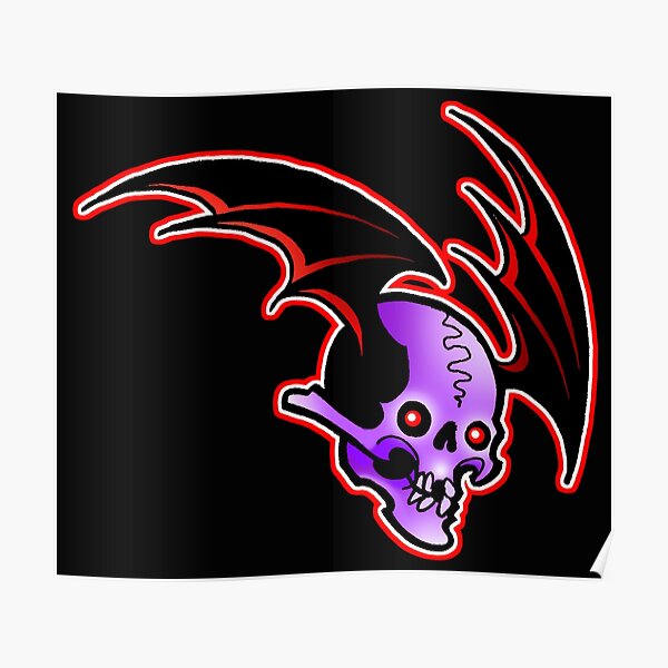 Poster « Crâne de tatouage de vampire d'horreur avec des ailes de ...