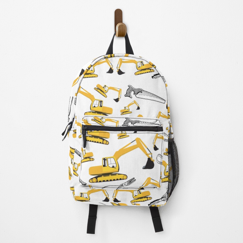 "Excavator Construction Trucks and Tools Pattern" Backpack for Sale by ...