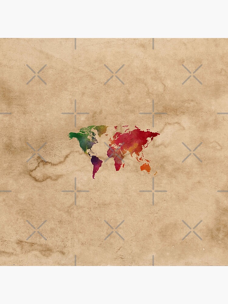 "Rainbow Colors Watercolor Rustic World Map " Poster by ardasen | Redbubble