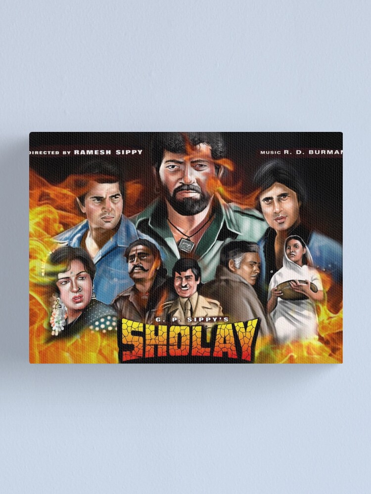 "Sholay movie poster digital painting" Canvas Print for Sale by ...