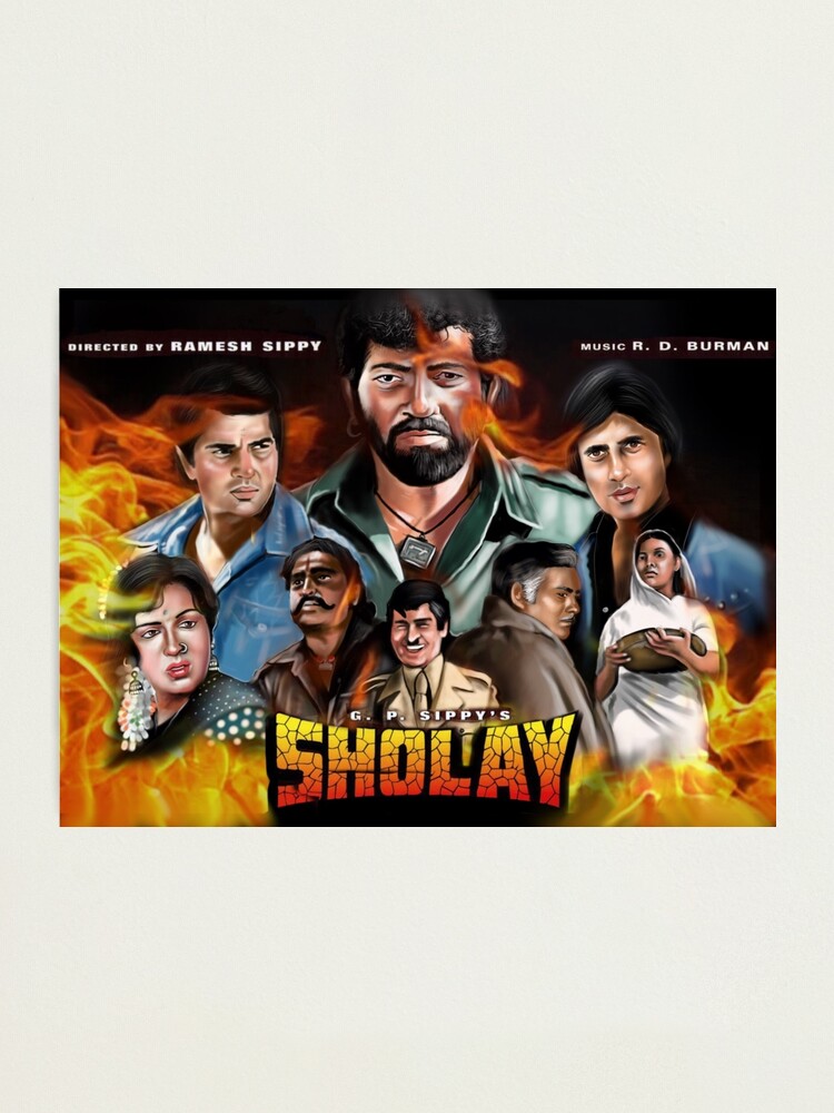 "Sholay movie poster digital painting" Photographic Print by Sansahota ...