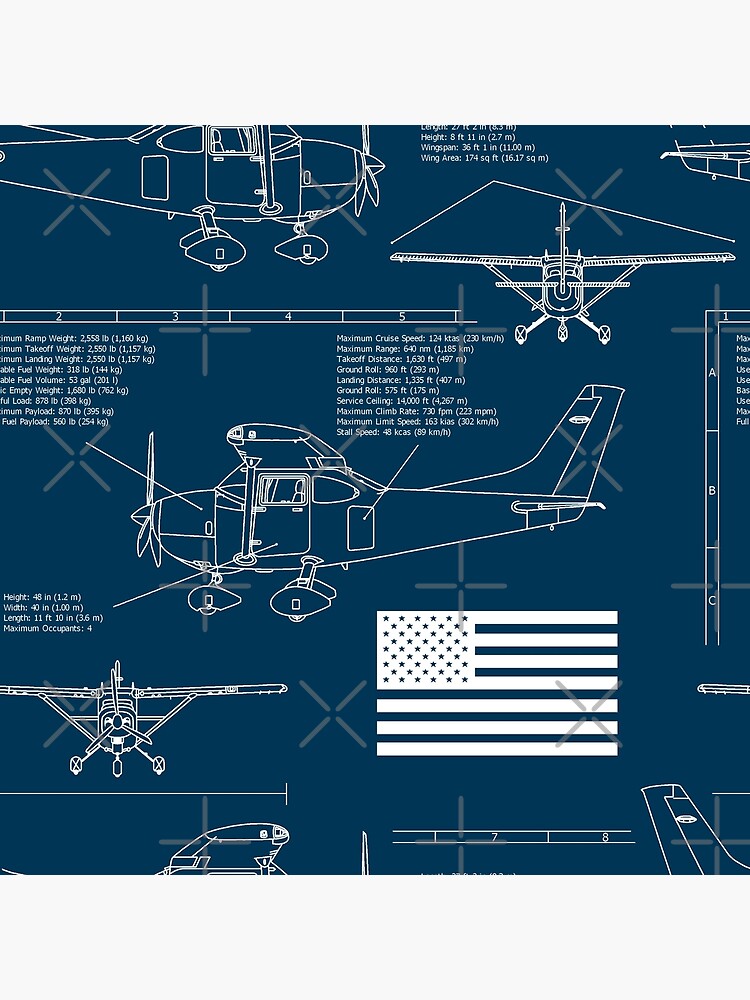 "Cessna Blueprint Pattern" Poster by Porto881 | Redbubble