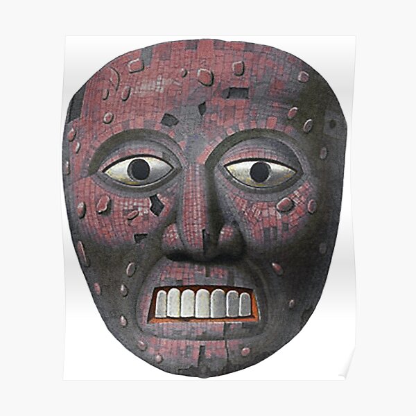 "Red Tribal Mask Drawing" Poster by LastHabitat | Redbubble