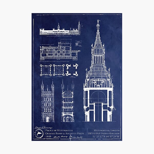 "Palace of Westminster Architecture Blueprint [A]" Photographic Print ...