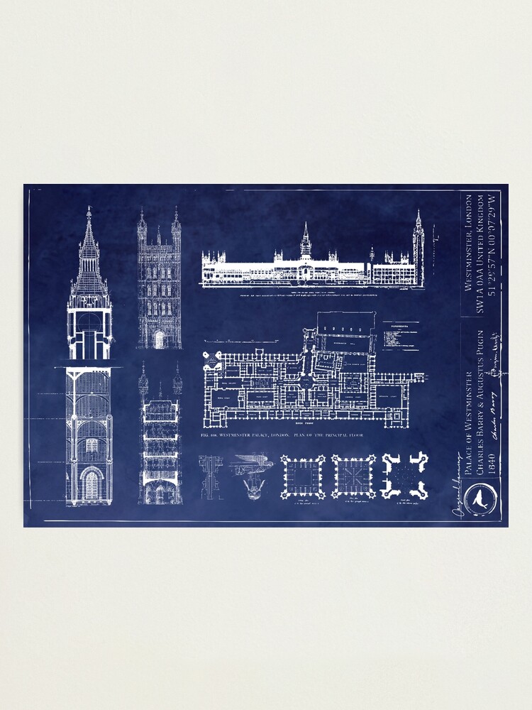 "Palace of Westminster Architecture Blueprint [B]" Photographic Print ...