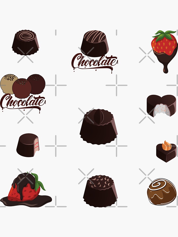 "chocolate Stickers Pack, Cute chocolate collection" Sticker by ...