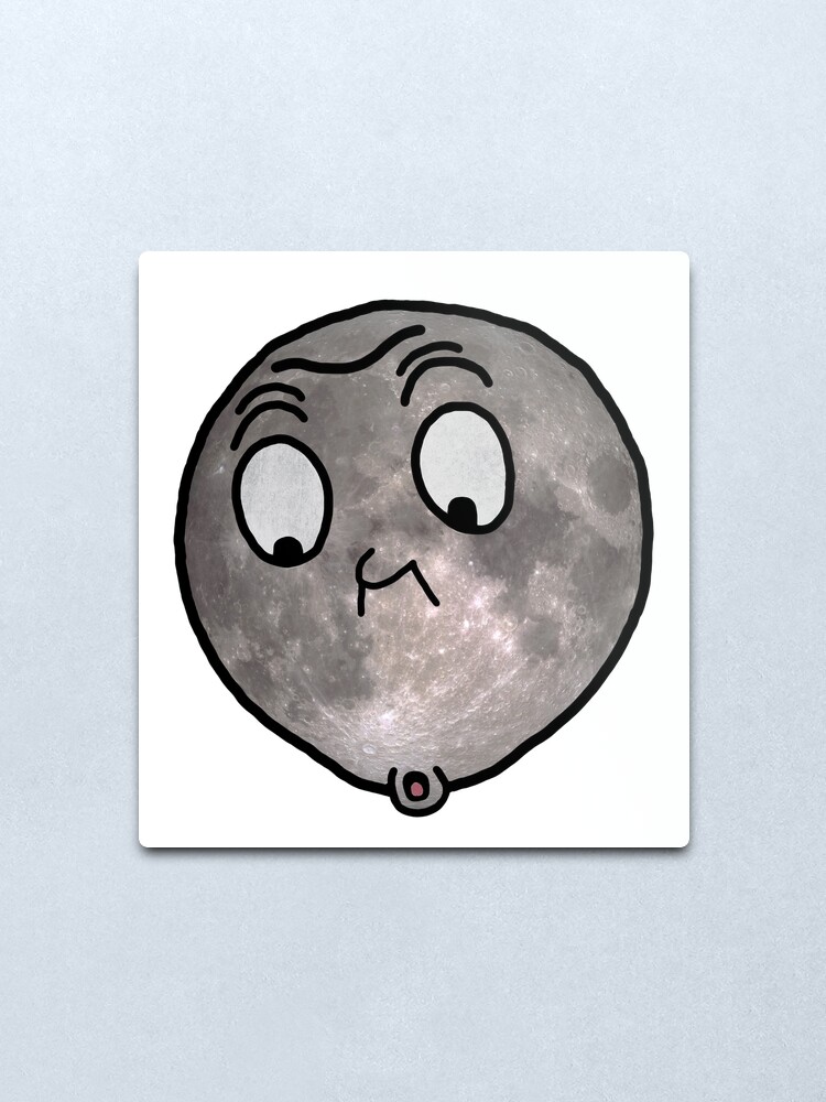 Lámina Metálica Cara De La Luna Sorprendida De Dibujos Animados Textura De La Superficie