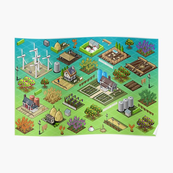 "Farm-Tiles-02-Building-Isometric" Poster for Sale by aurielaki | Redbubble
