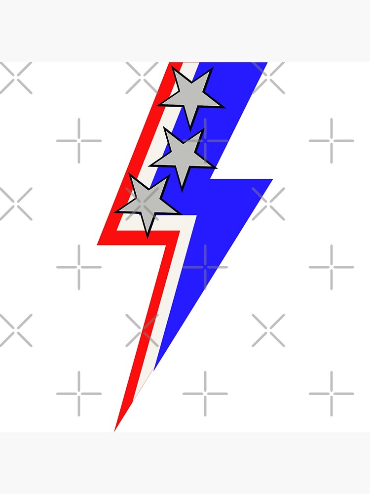 "Trendy USA patriotic layered lightning bolt three stars" Poster for ...