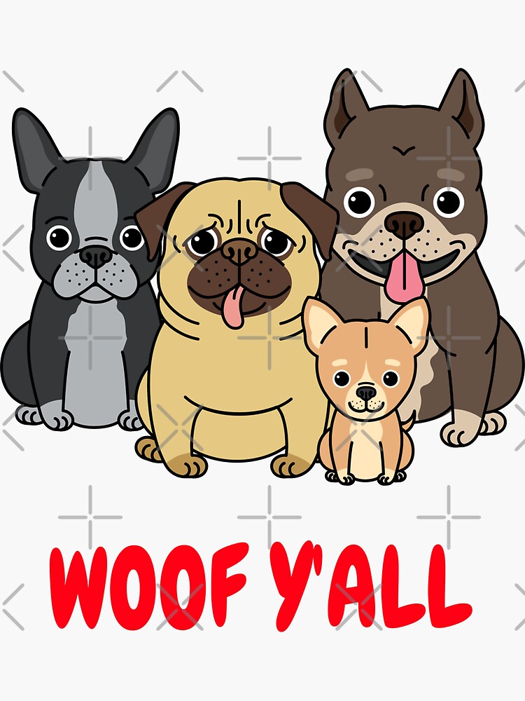 "Woof Y'All! (Adorable Puppies)" Sticker for Sale by molamode | Redbubble