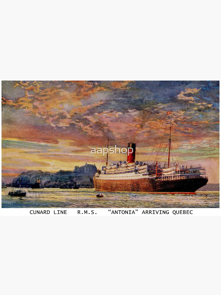"Vintage Cunard Line RMS Antonia arriving Quebec" Sticker for Sale by ...