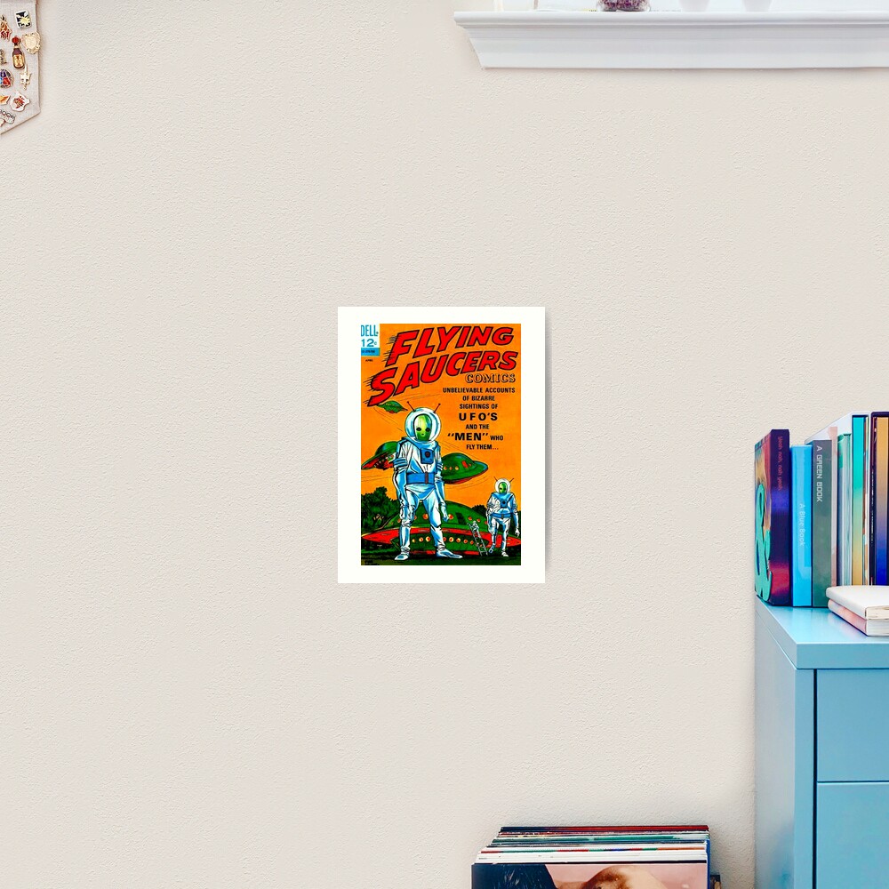 "Retro Vintage Comic Book Cover Flying Saucers no.1, UFO" Art Print by ...