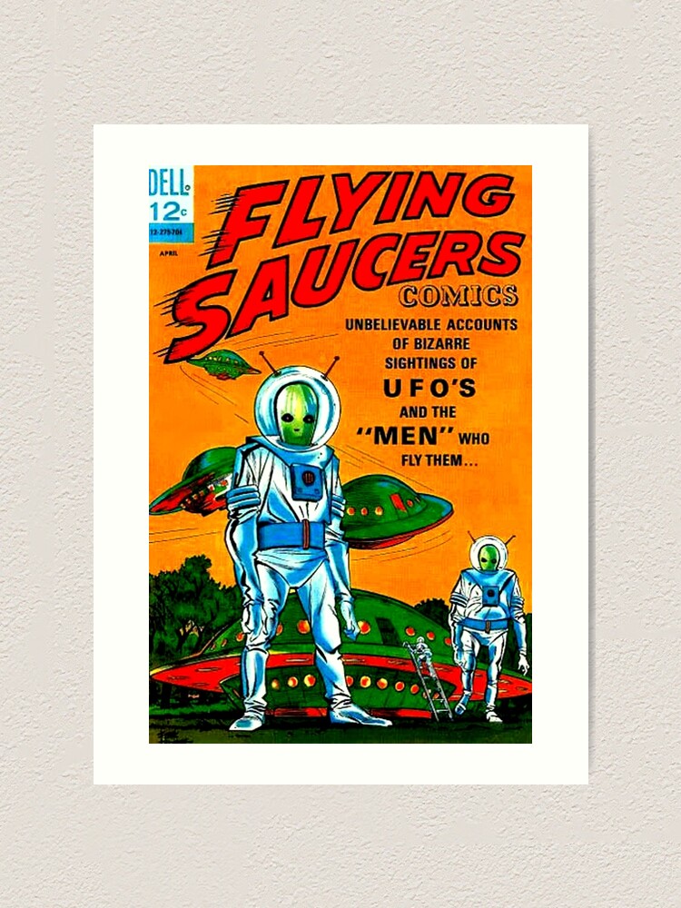 "Retro Vintage Comic Book Cover Flying Saucers no.1, UFO" Art Print by ...