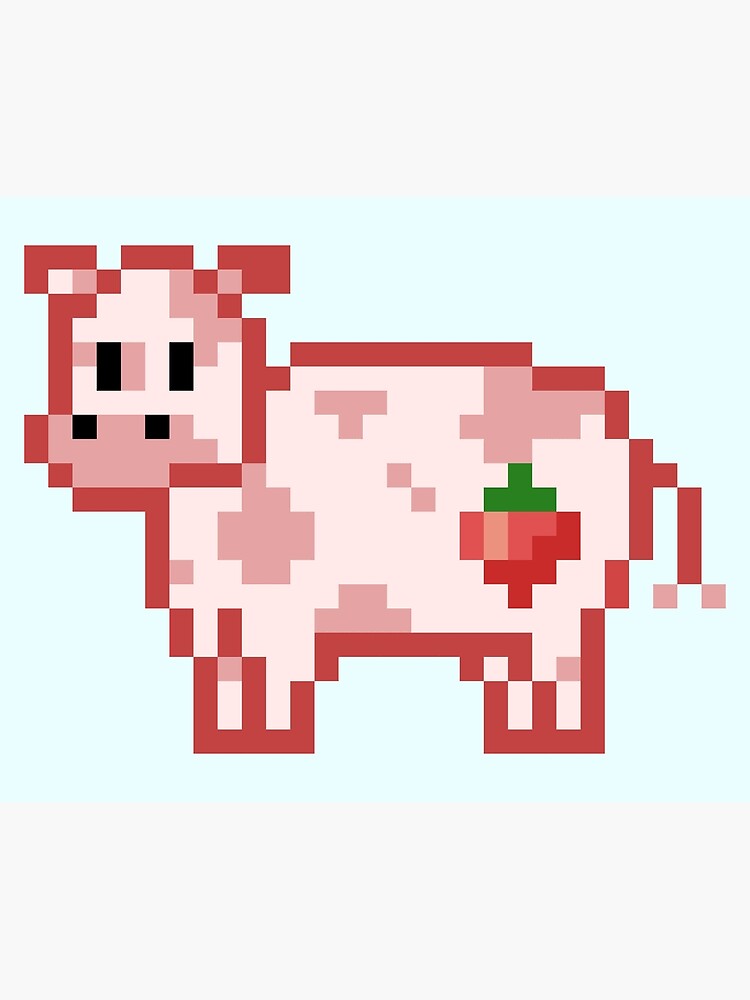 "Pixel Art Strawberry Cow" Art Print by Pixelsticks | Redbubble
