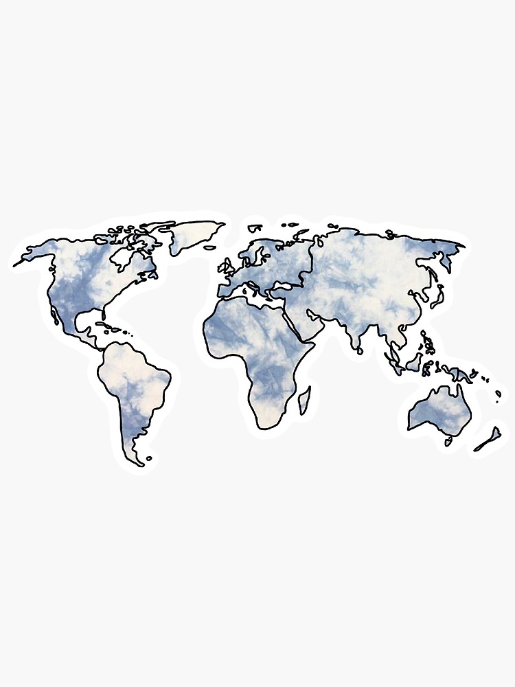 "Blue tie-dye world map" Sticker for Sale by rhodestickers | Redbubble