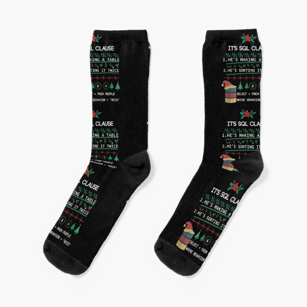 "SQL Clause Christmas, beautiful gift for developer, programmer" Socks ...