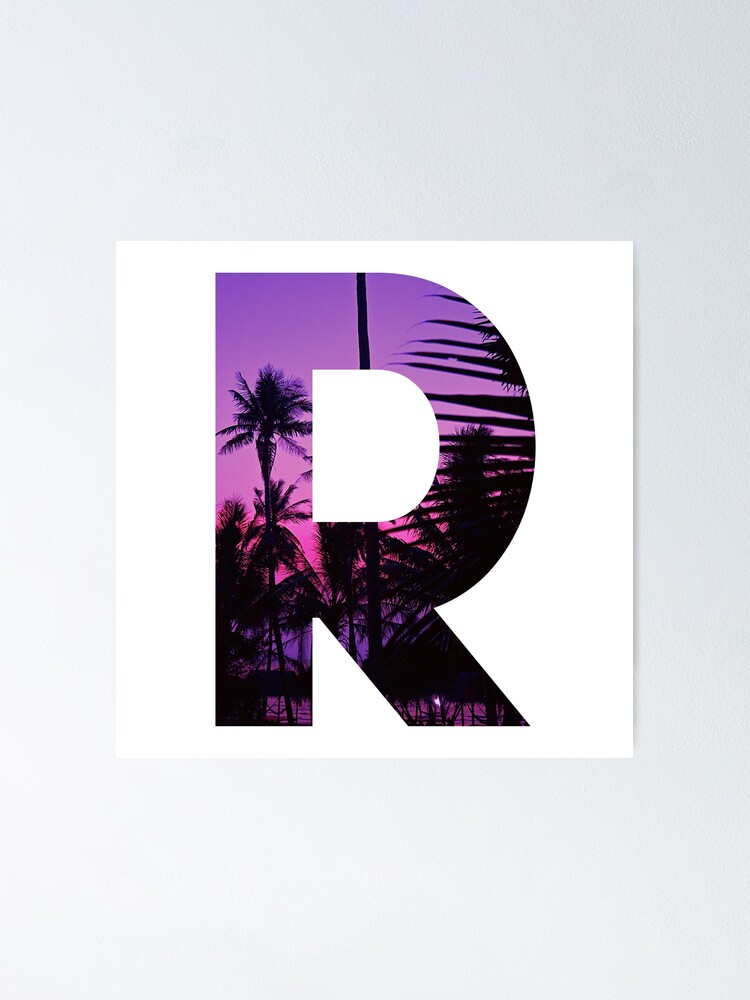 "R letter, Purple sunset R" Poster for Sale by stickmeok | Redbubble