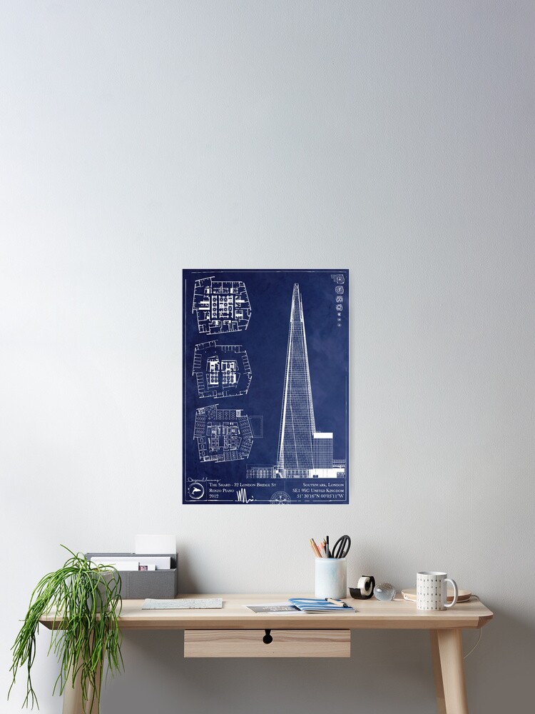 "The Shard Architecture Blueprint [A]" Poster for Sale by T44BluePrints ...