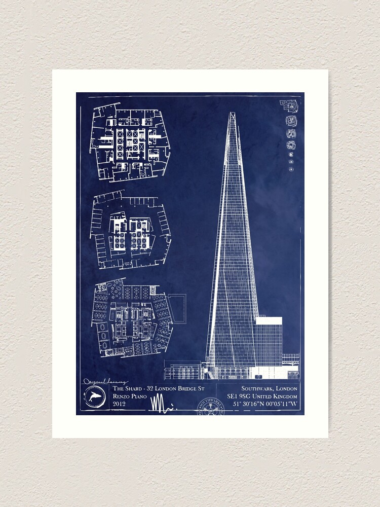 "The Shard Architecture Blueprint [A]" Art Print for Sale by ...